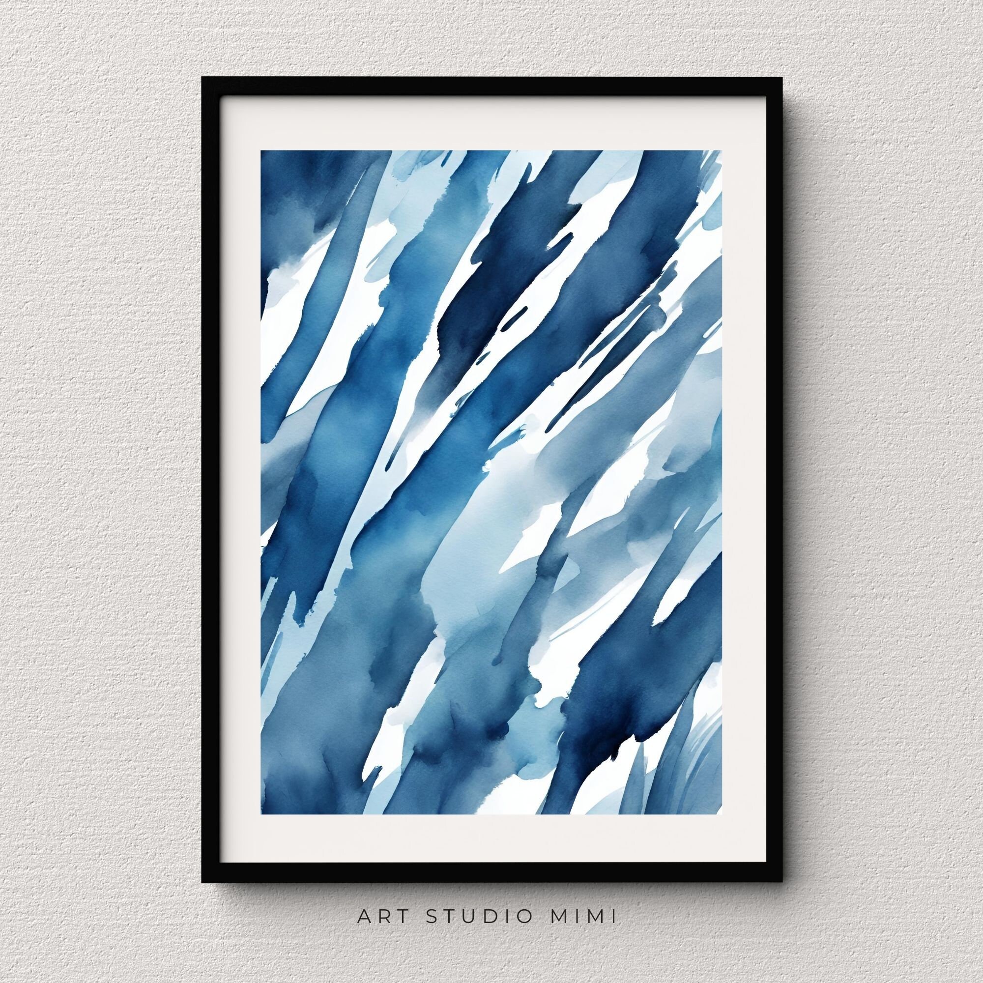 Blue Watercolor Printable Wall Art, Abstract Blue Digital Art ...
