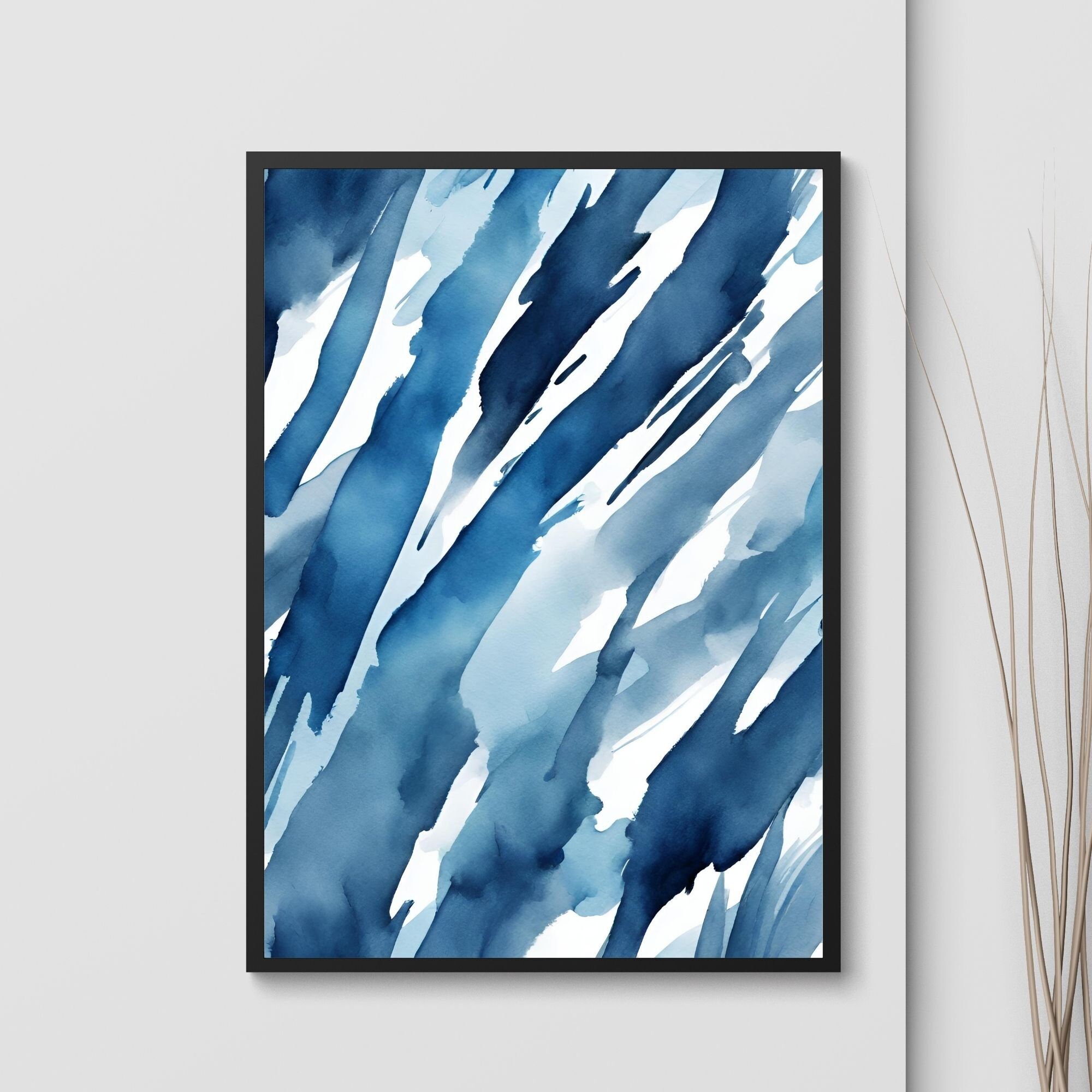 Blue Watercolor Printable Wall Art, Abstract Blue Digital Art ...