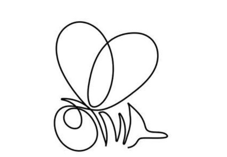 Continuous Single Line Drawing Flying Bee Illustration Black and White ...