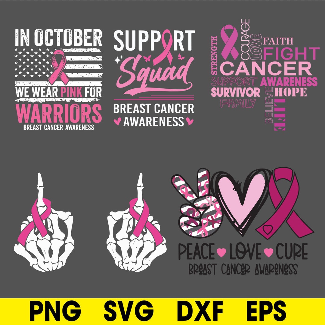 Bundle 5 In October Svg We Wear Pink Svg Pink Cancer Etsy