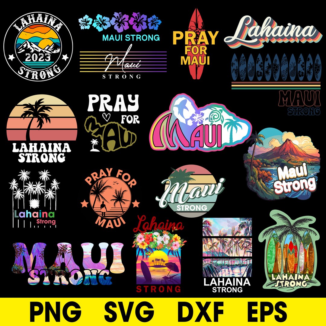 Bundle 17 Maui Strong Svg, Lahaina Svg, Maui Svg, Hawaii Map SVG, Maui ...