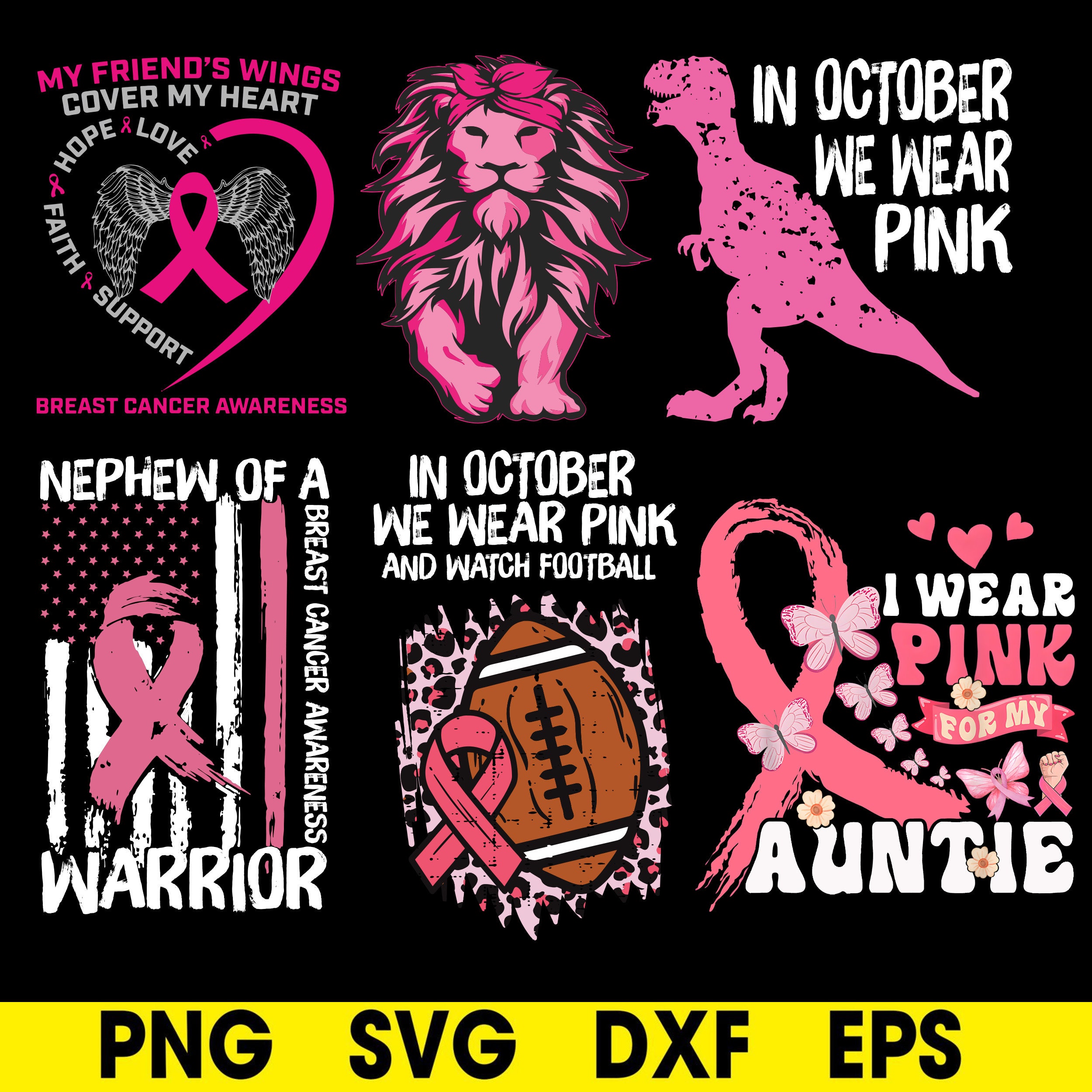 Bundle 6 Breast Cancer Awareness Svg Breast Cancer Svg Pink - Etsy