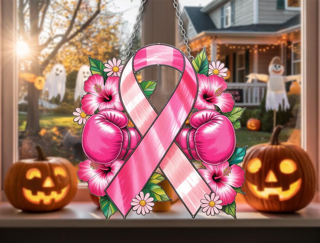 Breast Cancer Awareness Window Decor, Fighter Support Gift, Strong ...