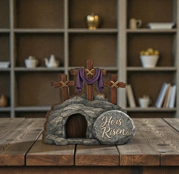 He is Risen Empty Tomb Wooden Block Set, Easter Day Shelf Decor, Easter ...