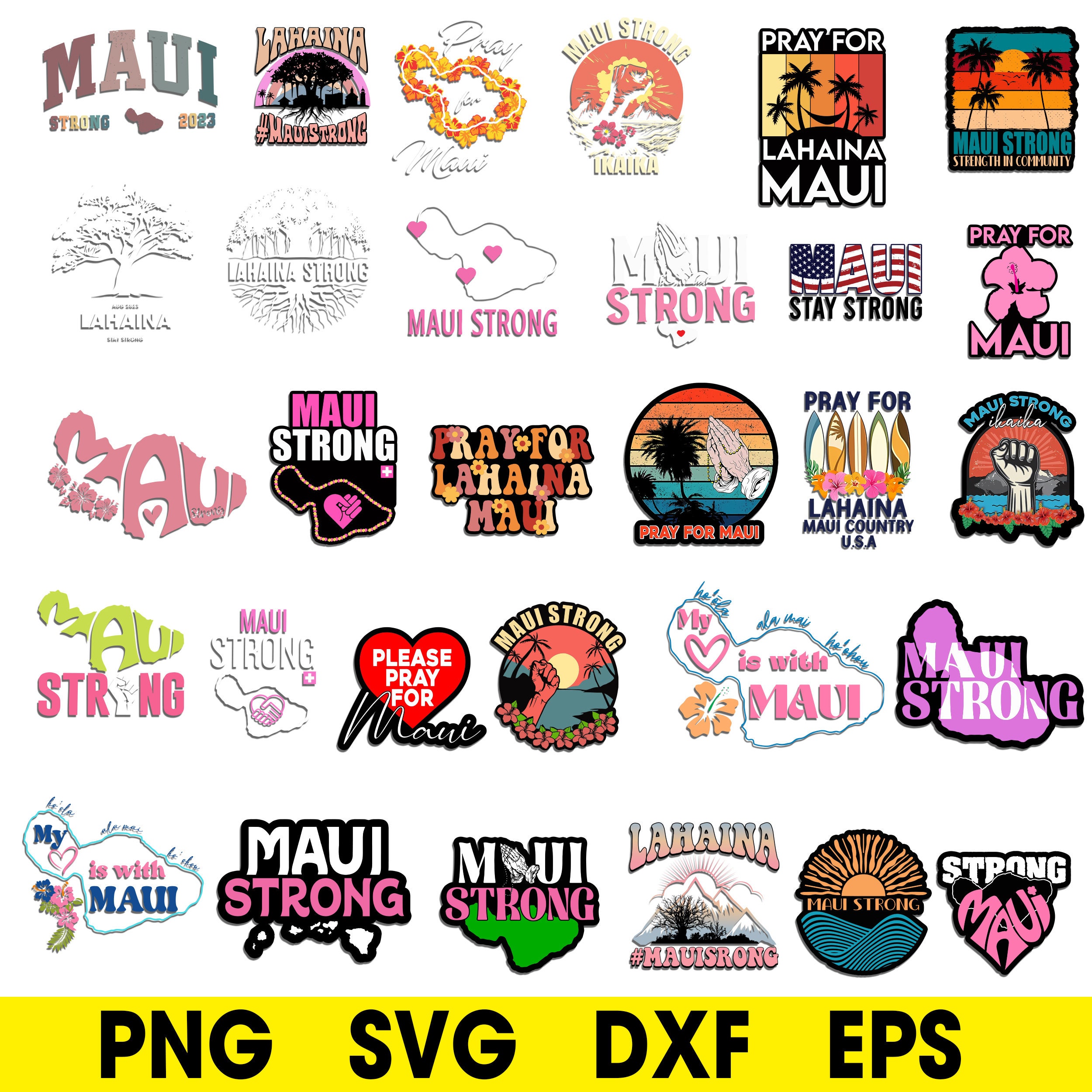Bundle 30 Maui Strong Svg Lahaina Svg Maui Svg Hawaii Map - Etsy