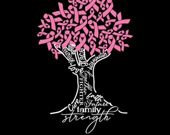 Pink Ribbon Tree Svg, Pink Cancer Svg, Breast Cancer Svg, Pink Ribbon ...