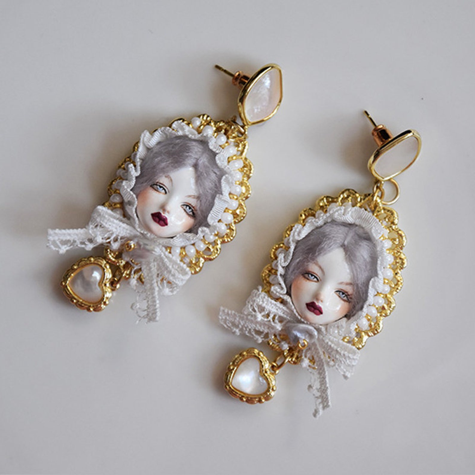 Momo Retro Art Doll Necklace, Handmade Dolls Earrings, Gothic Jewelry ...