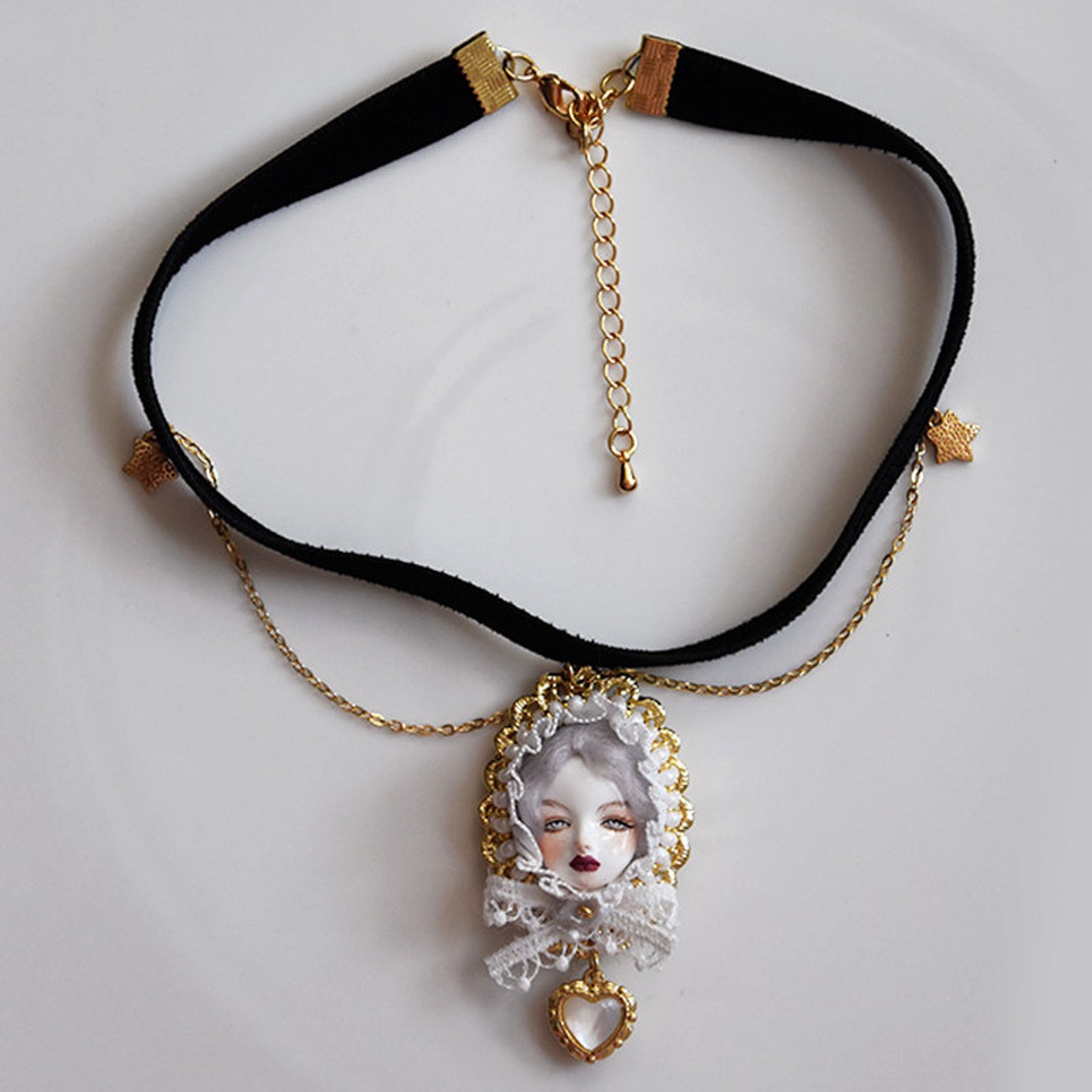 Momo Retro Art Doll Necklace, Handmade Dolls Earrings, Gothic Jewelry ...