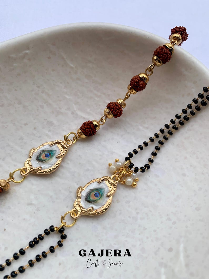 Handmade Evil Eye Rakhi Bracelet Set: Bhai & Bhabhi, Morpinch Charm - Etsy
