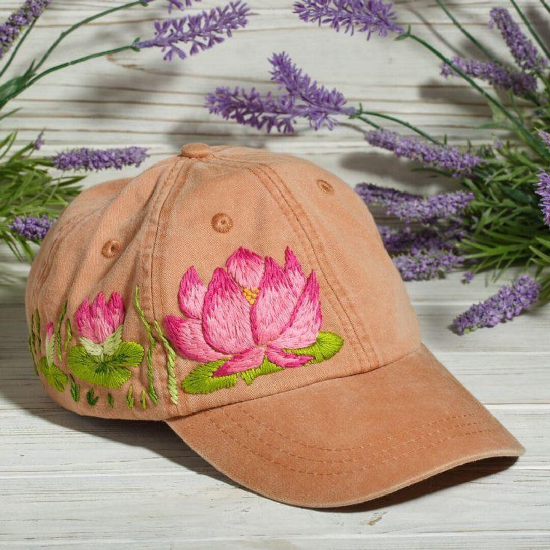 Hand Embroidered Hat, Floral Embroidered Cap, Vintage Hat for Woman ...