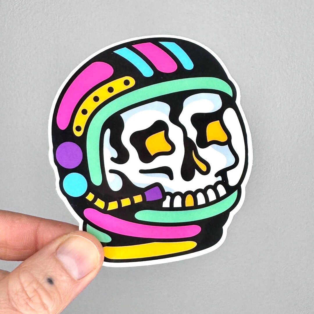 Astro Space Skull | Traditional Tattoo Style Vinyl Sticker | Laptop ...