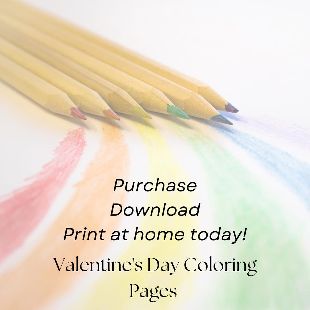 Printable Valentine's Day Coloring Pages 6 Pages - Etsy