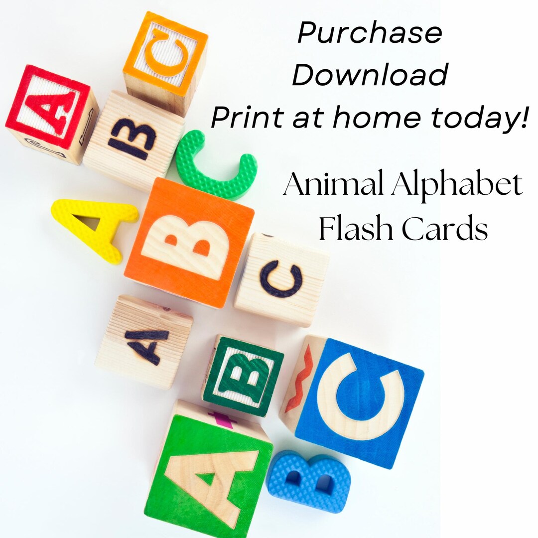 Printable Animal Alphabet Flash Cards - Etsy UK
