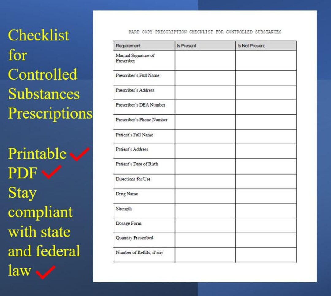 Legal and Regulatory Checklist for Prescriptions - Etsy