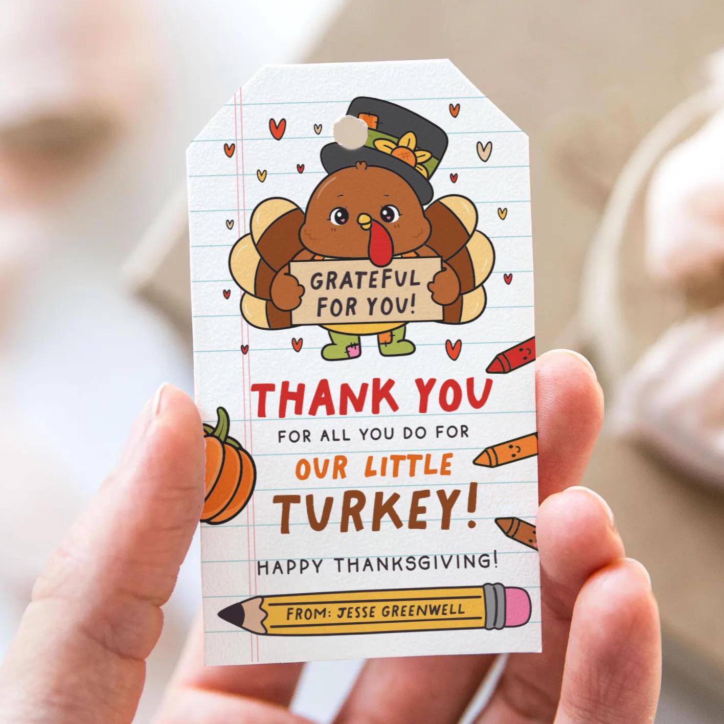 Editable Thanksgiving Gift Tag Printable, Thank You Teacher Gift, Coach ...