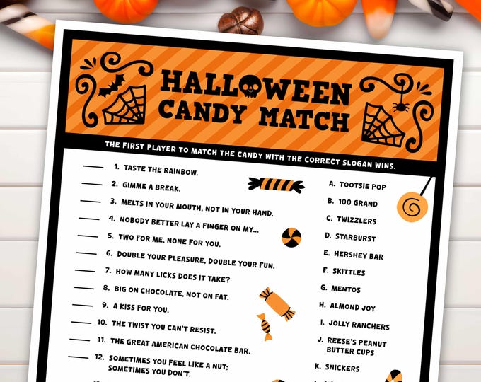 Halloween Candy Match Game, Halloween Trivia, Halloween Party Games ...