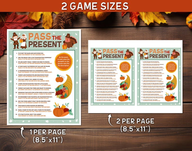 Thanksgiving Pass the Present Game, Pass the Gift Printable ...