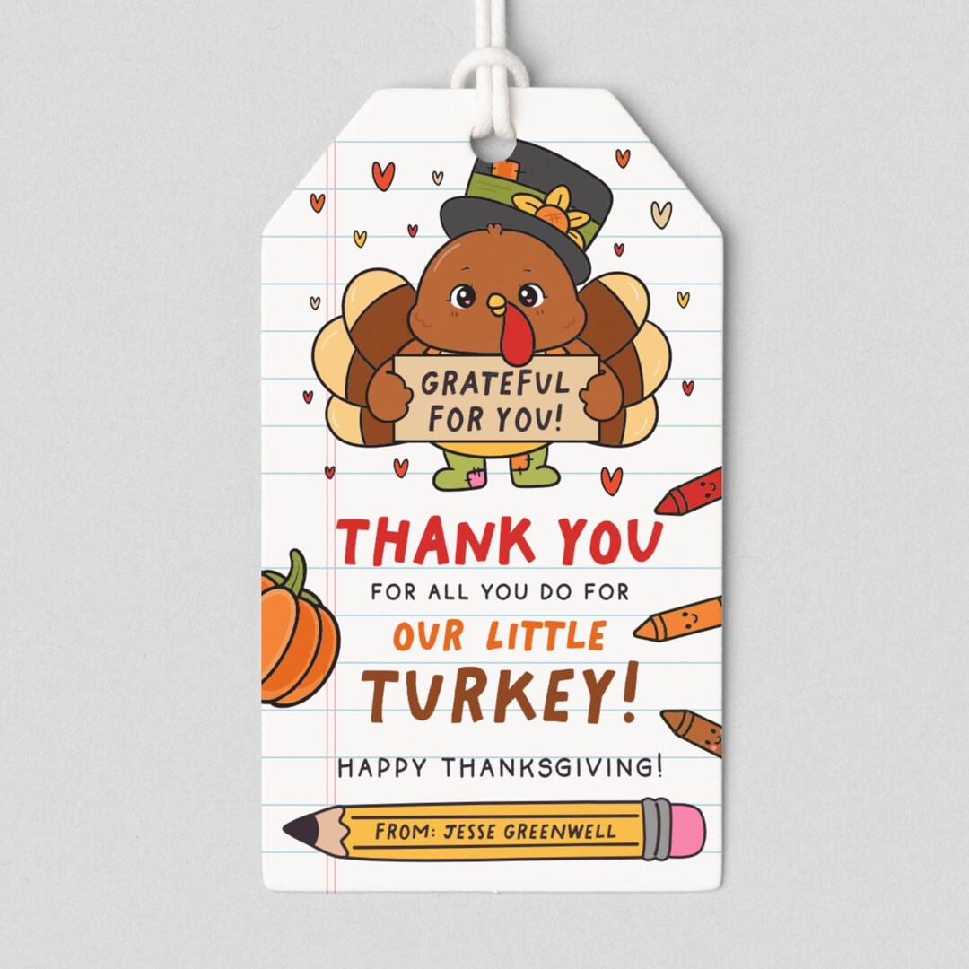 Editable Thanksgiving Gift Tag Printable, Thank You Teacher Gift, Coach ...