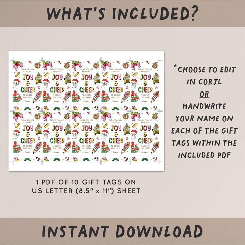 Editable Christmas Gift Tag | Printable Present Tags | Teacher Gift ...