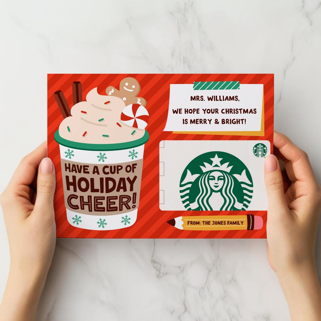 Editable Christmas Gift Card Holder | Cup of Cheer | Printable Teacher ...