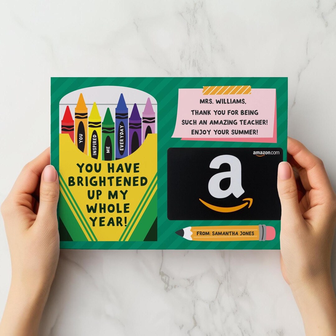Teacher Appreciation Gift Card Holder, Crayon Box Gift Card Printable ...