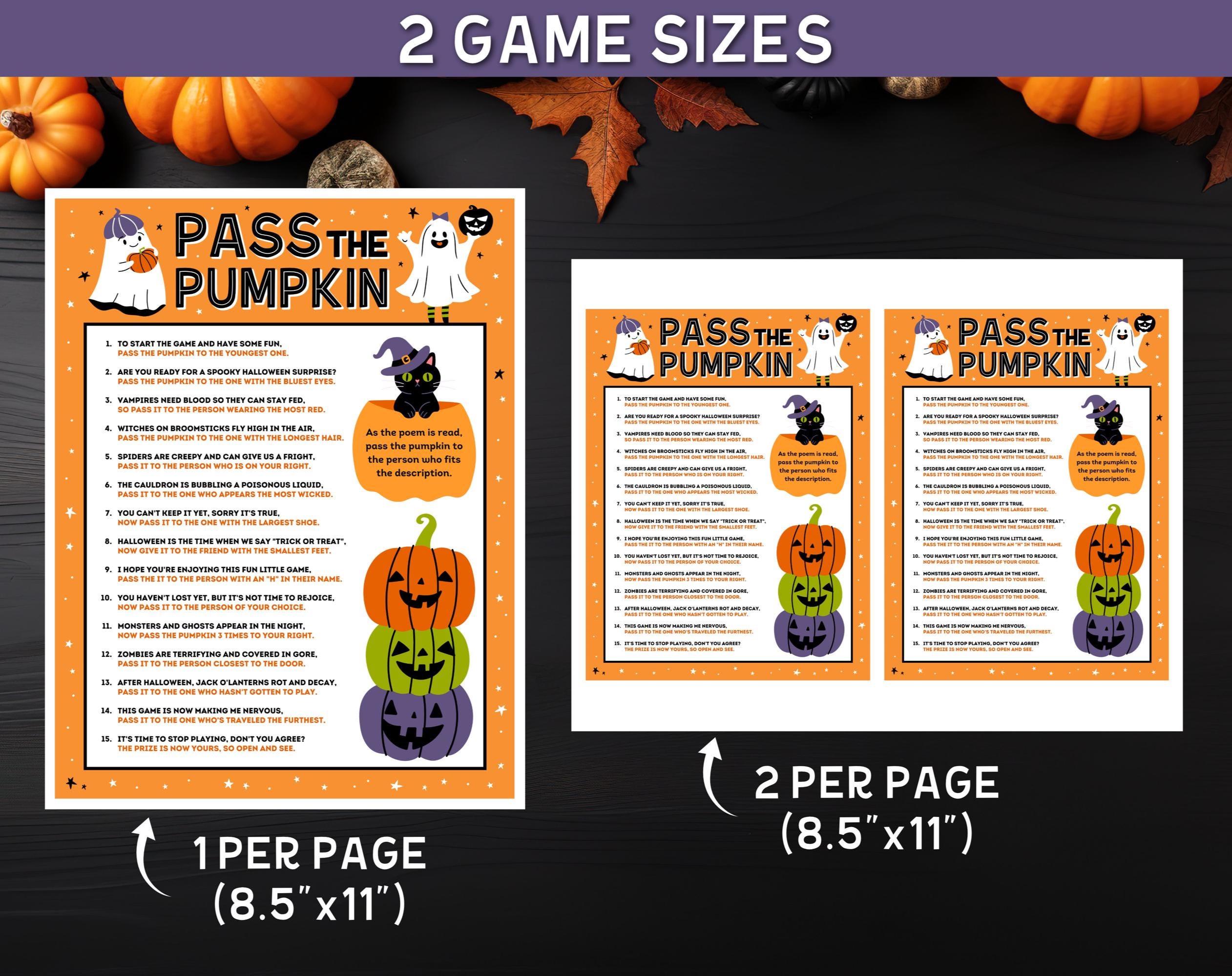 Halloween Pass the Pumpkin Game Printable, Pass the Present, Halloween ...