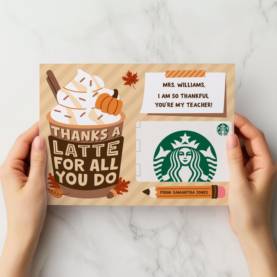 Editable Thanksgiving Gift Card Holder | Thanks A Latte Teacher ...