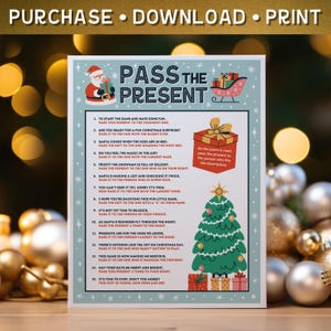 Christmas Pass the Present Game Printable, Pass the Gift, Christmas ...
