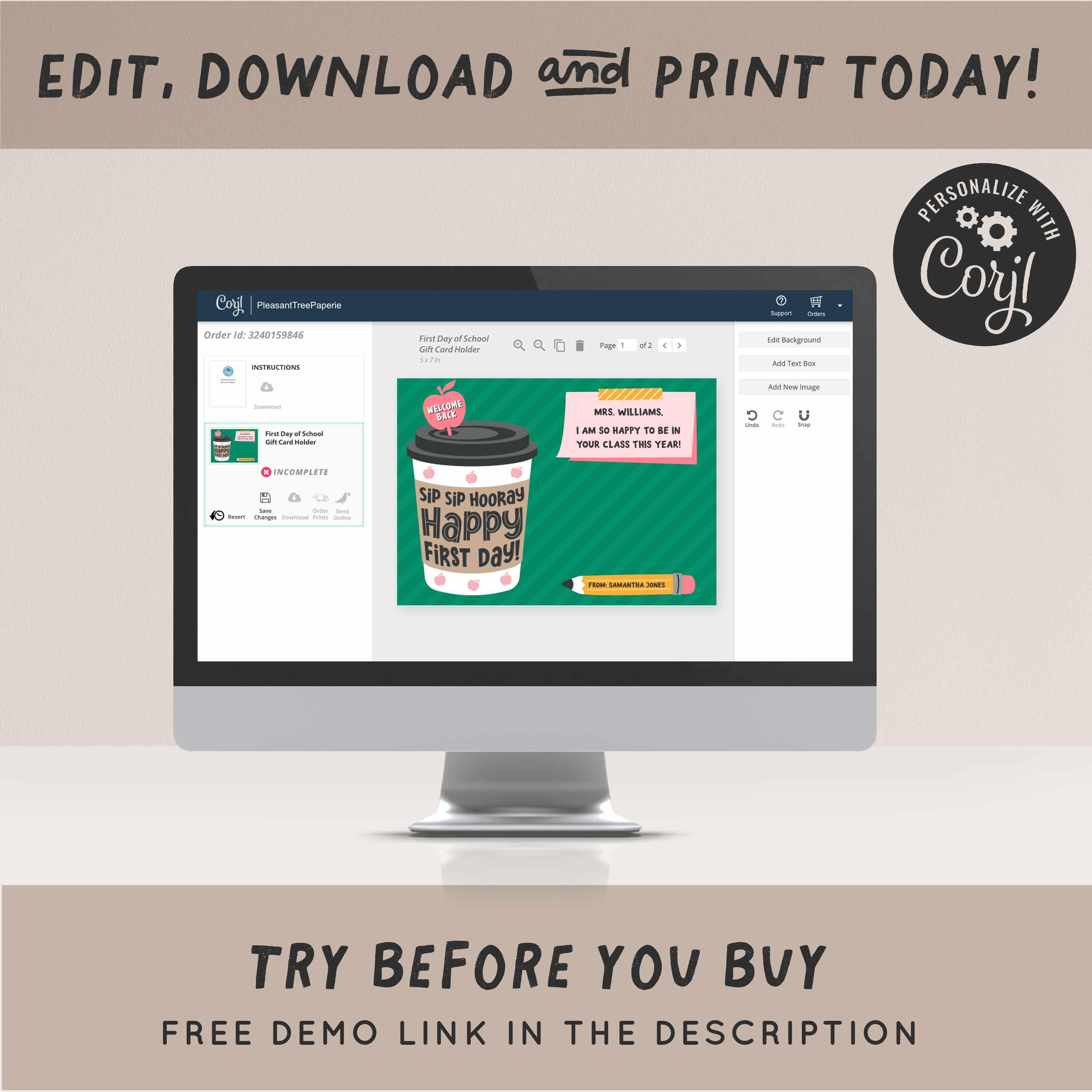 Editable Thanksgiving Gift Card Holder | Thanks A Latte Teacher ...