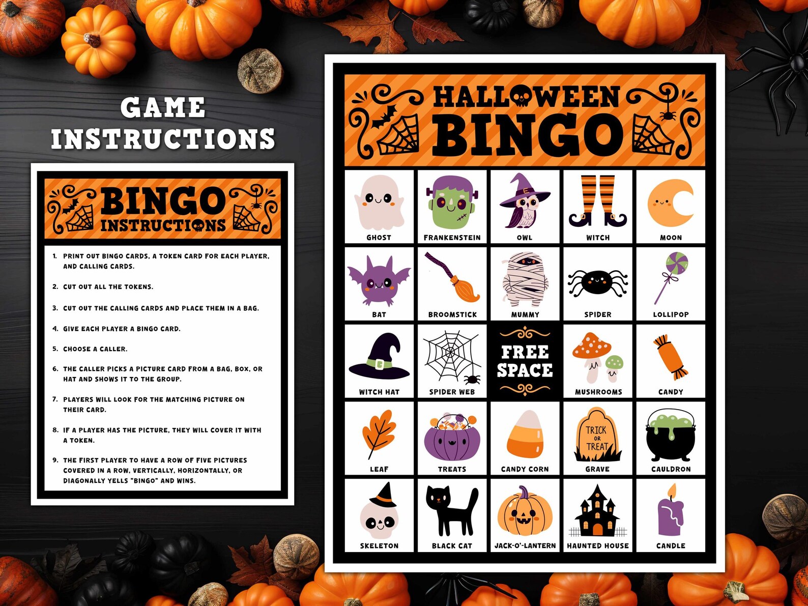 Halloween Bingo Set, 30 Halloween Bingo Cards, Kids Halloween Party ...