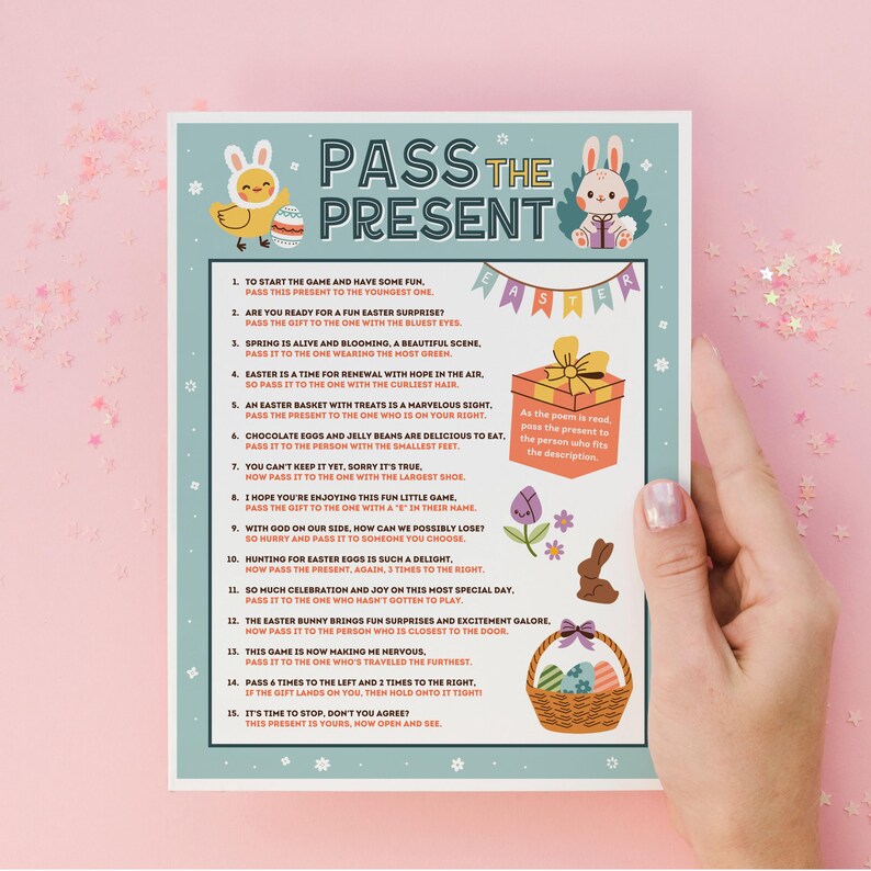 Easter Pass the Present Game, Pass the Prize Printable, Easter Party ...