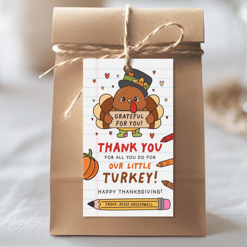 Editable Thanksgiving Gift Tag Printable, Thank You Teacher Gift, Coach ...