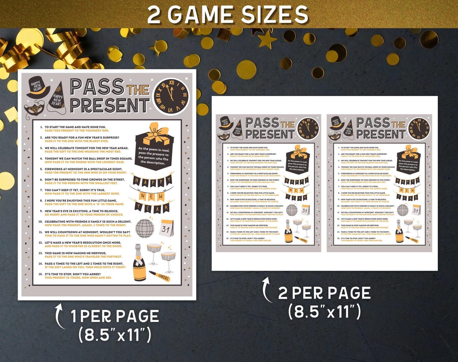 New Years Pass the Present Game | Pass the Gift Printable | New Year's ...