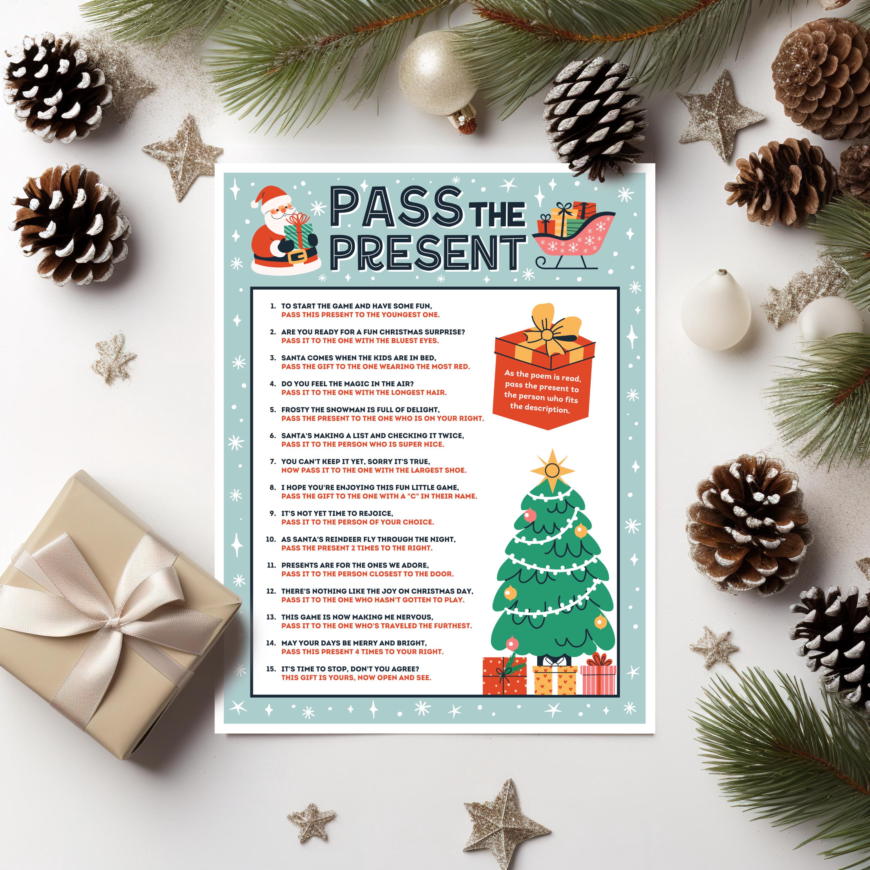 Christmas Pass the Present Game Printable, Pass the Gift, Christmas ...