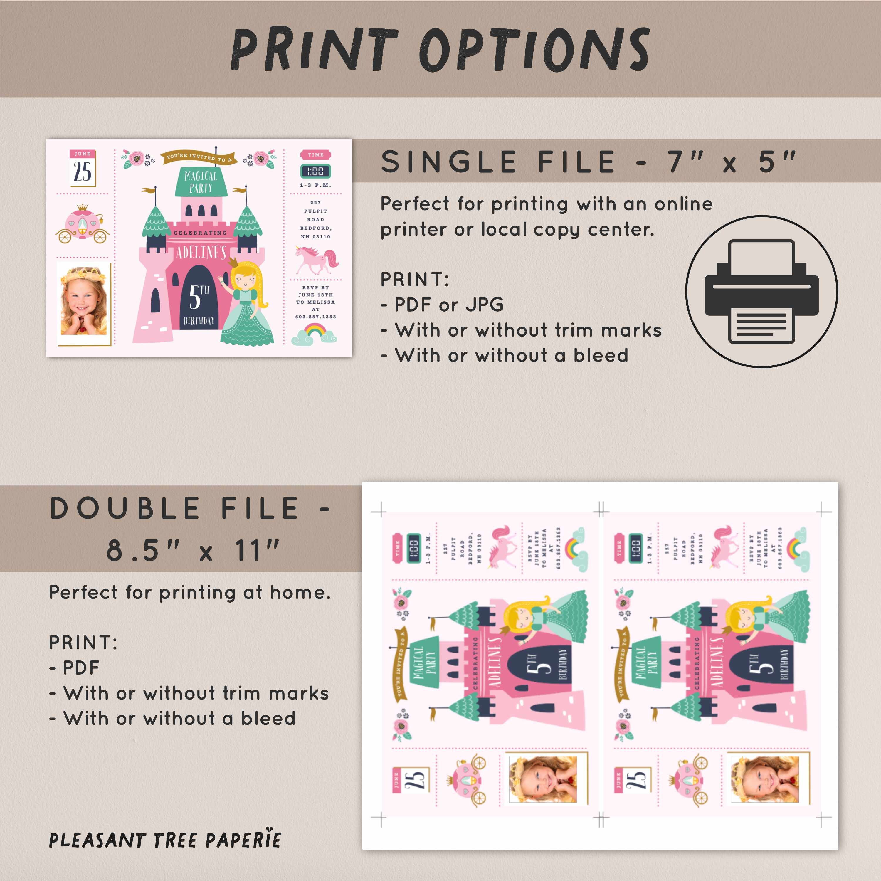 Editable Pink Princess Birthday Invitation Template With Photo Magical ...