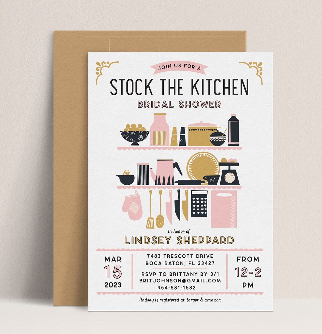 Editable Stock the Kitchen Bridal Wedding Shower Invitation Template ...