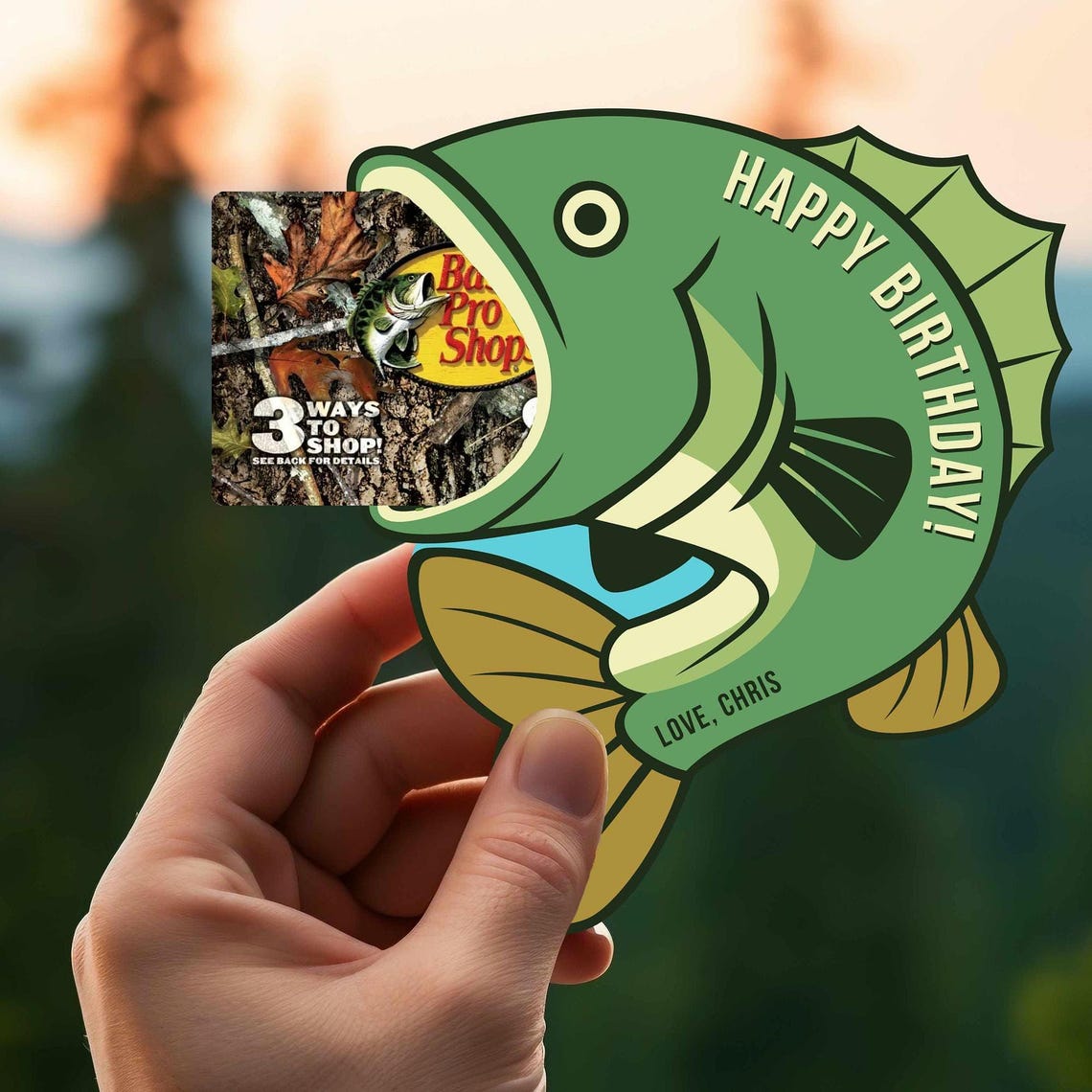 Editable Bass Fish Gift Card Holder Printable Template Birthday Present ...