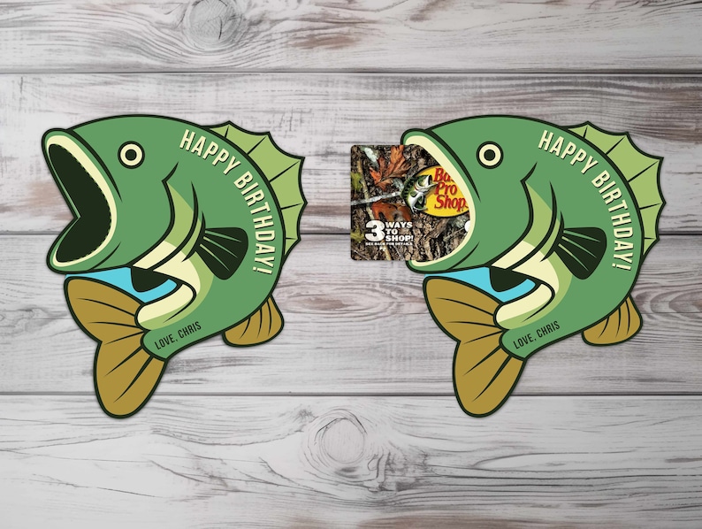 Editable Bass Fish Gift Card Holder Printable Template Birthday Present ...