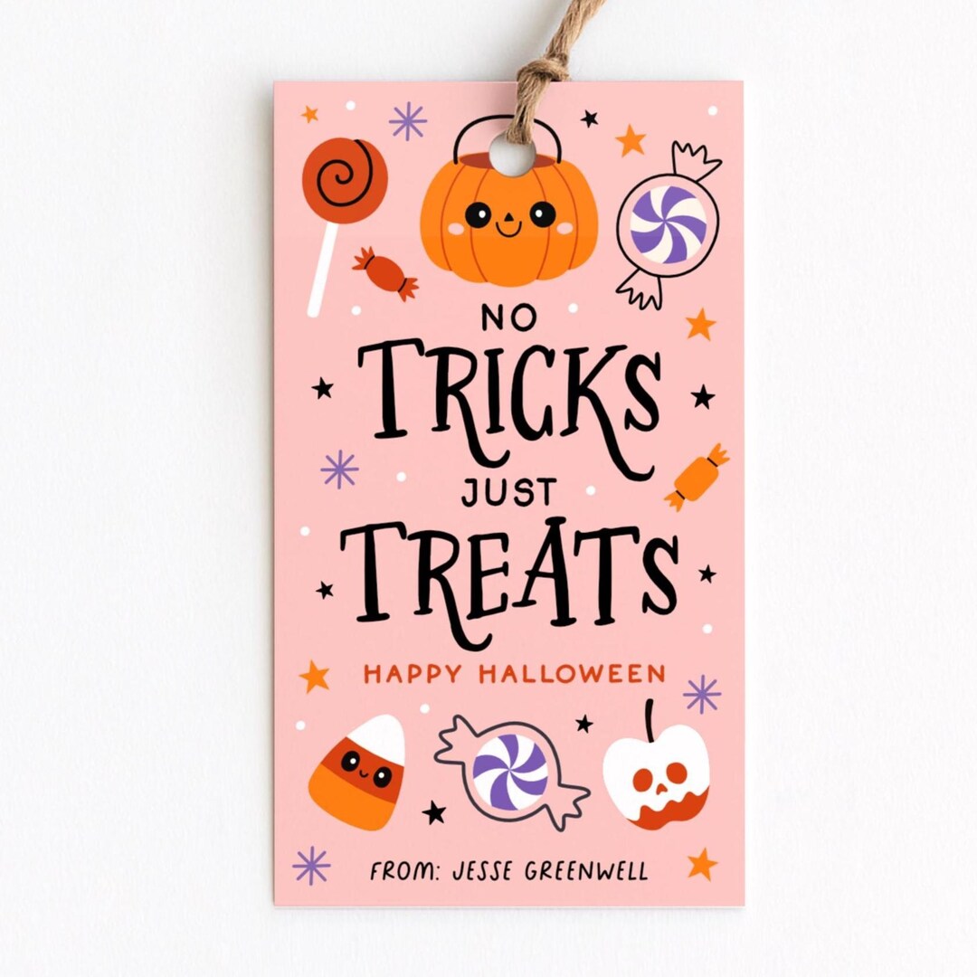 Halloween Gift Tag Printable, Trick or Treat Candy Bag Tag, Editable ...