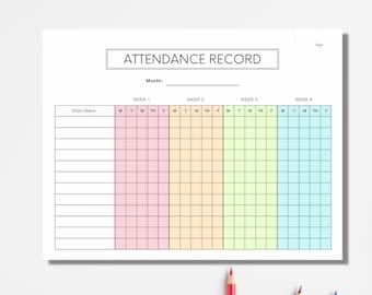 Editable Multicolor Student Attendance Tracker (4 Weeks), Daycares ...
