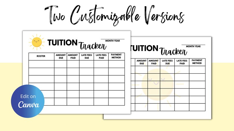 Tuition Tracker Sunshine Version Daycares Homeschools Etsy Tuition Tracker Sunshine Version Daycares Homeschools Etsy