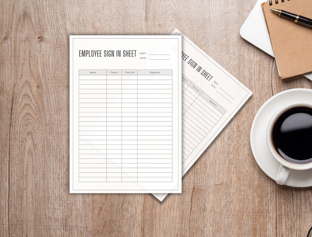 Employee Sign in Sheet Template, Attendance Tracker, Office Attendance ...