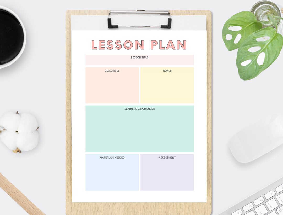 Pastel Lesson Plan Template, Printable Lesson Plan, Learning Resource ...