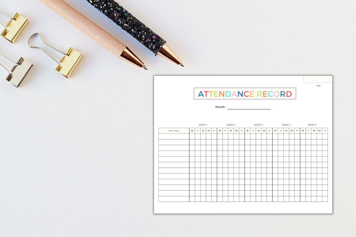 Printable Student Attendance Log Book color Version Daycares ...