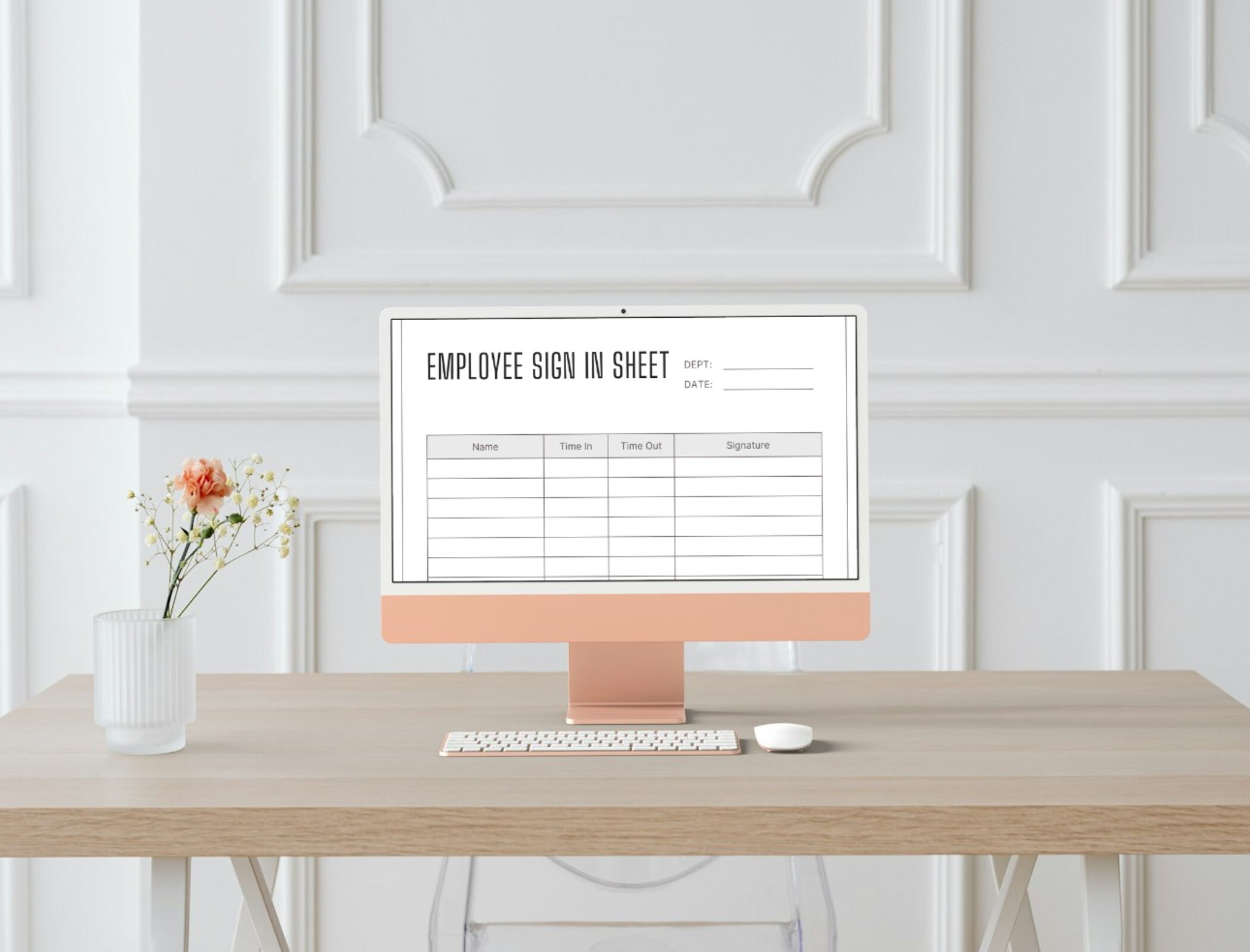 Employee Sign in Sheet Template, Attendance Tracker, Office Attendance ...