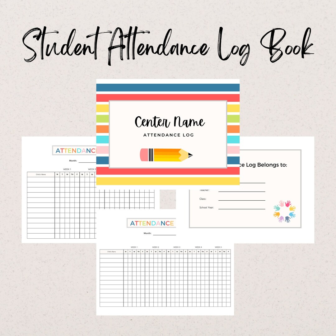 Printable Student Attendance Log Book (color Version) | Daycares ...