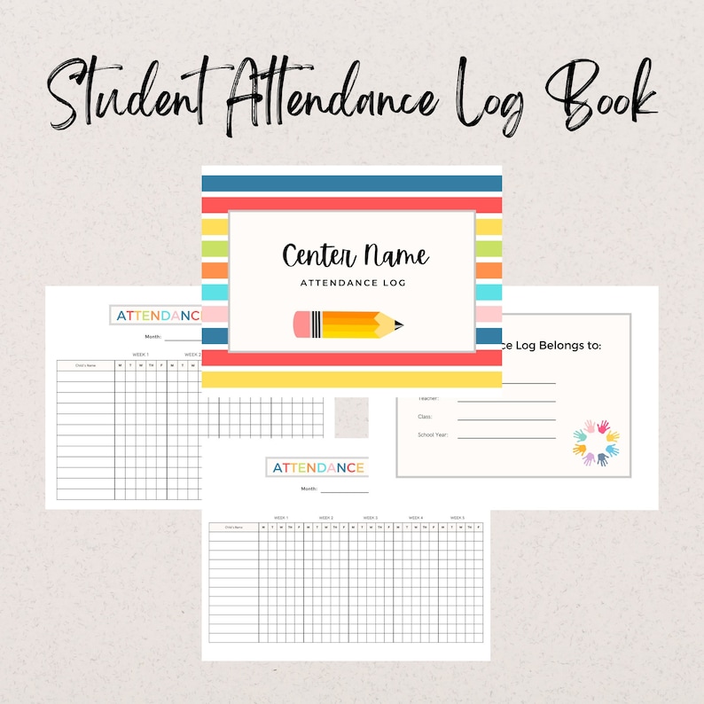 Printable Student Attendance Log Book (color Version) | Daycares ...
