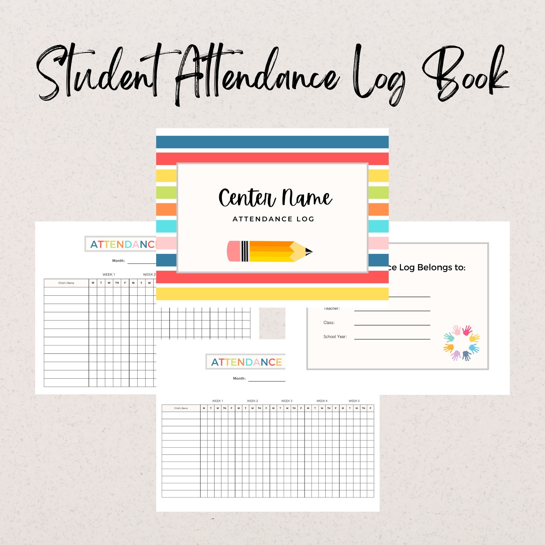 Personalized Student Attendance Log Book (color Version) | Daycares ...