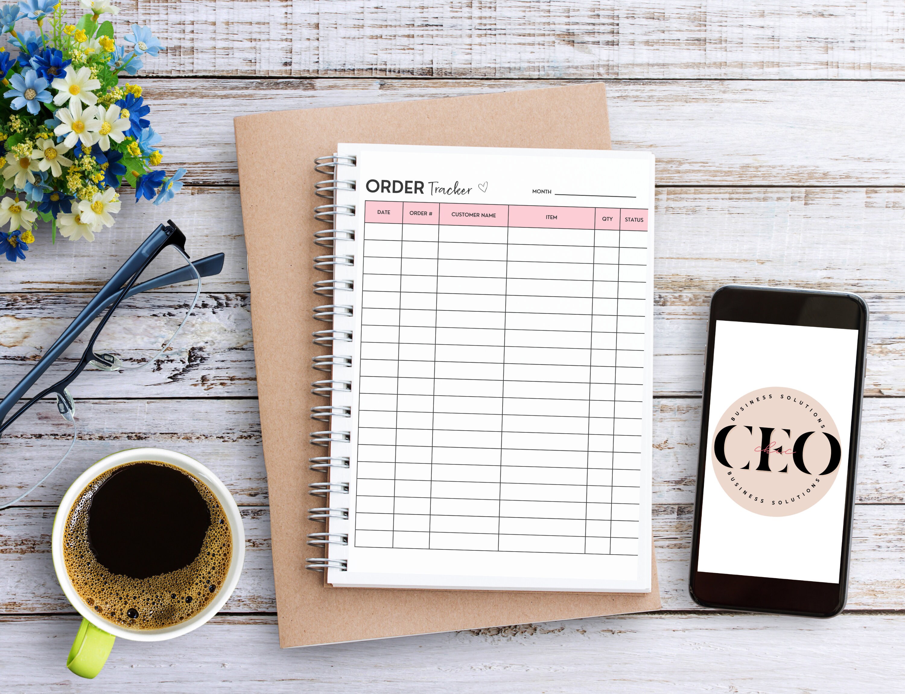 Printable Order Tracker (pink Version), 8 X 11.5 ", Small Business ...