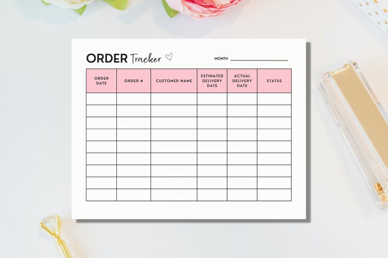 Order Tracker (pink Version), Small Business Order Form, Printable ...